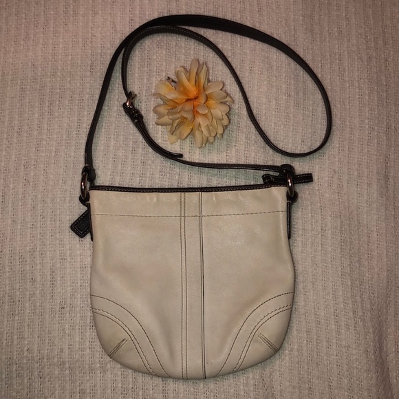 Coach | Bags | Vintage Coach Small Cream Brown Crossbody Purse | Poshmark